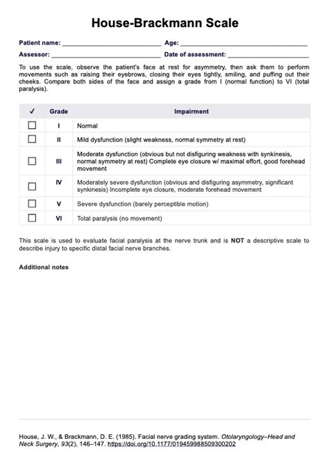 House Brackmann Scale - Volunteer Hub